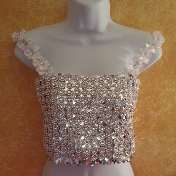 Sebrina Love / Sebrina Love Bridals | Tops | Silver Sequin Illusion ...